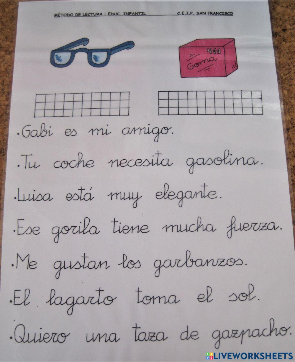 Lectura fonema ga go gu worksheet | Live Worksheets