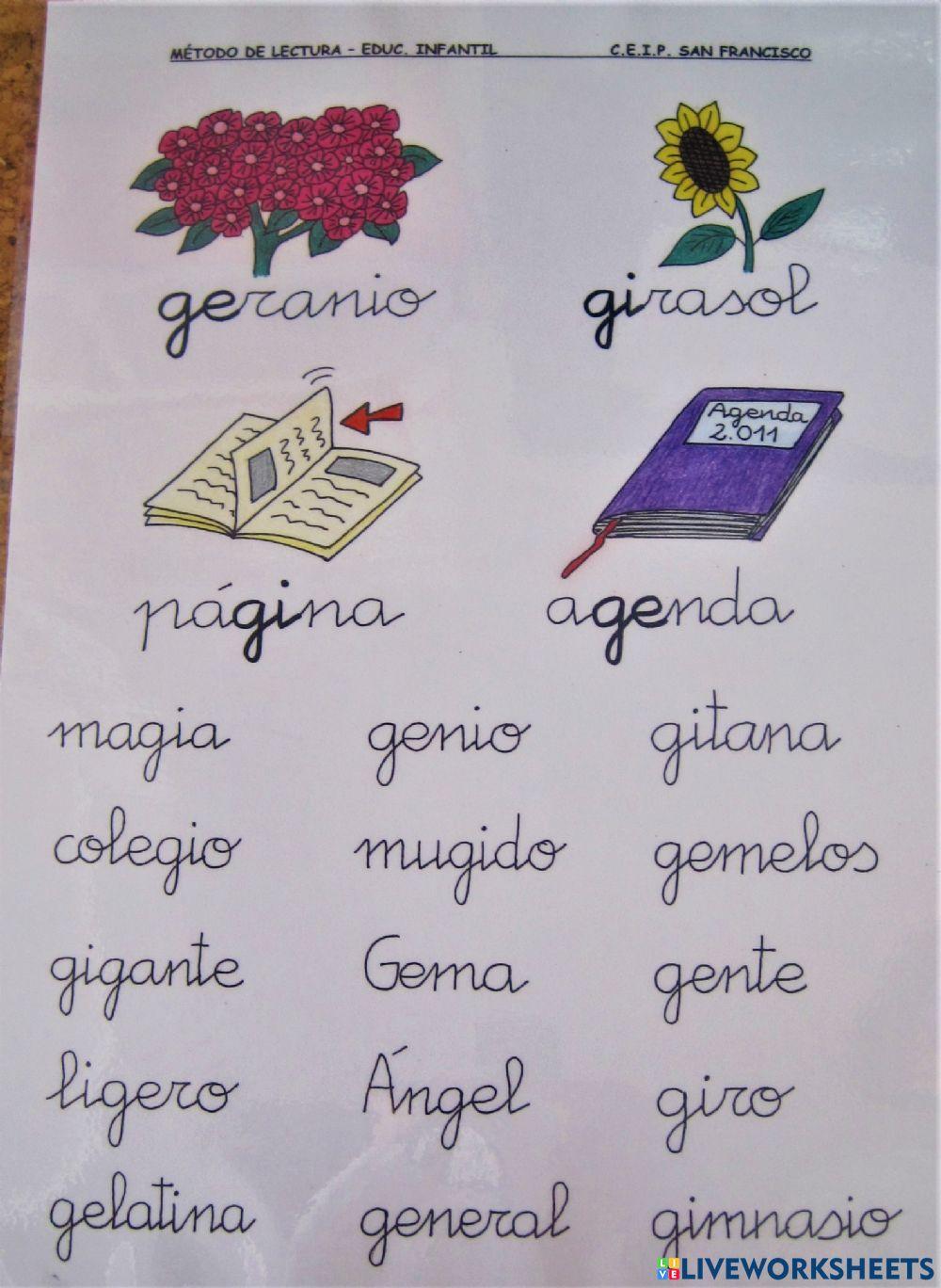 Fonema ge gi worksheet | Live Worksheets