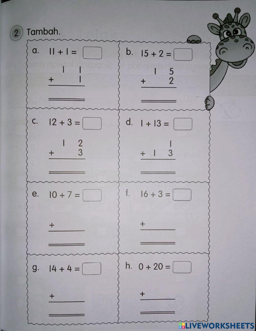 Operasi tambah | Free Interactive Worksheets | 1024812