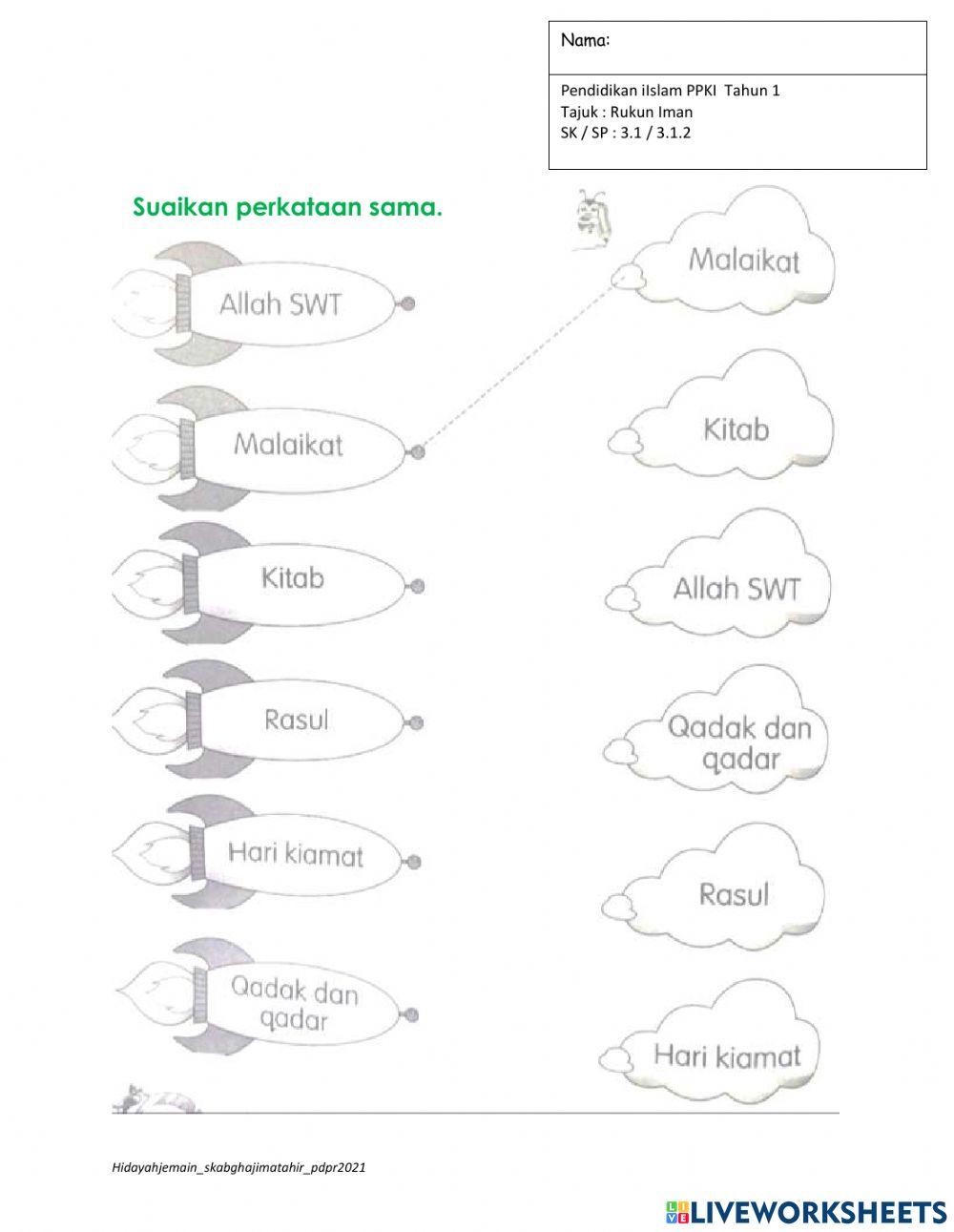 Rukun Iman Tahu… | Free Interactive Worksheets | 1024880