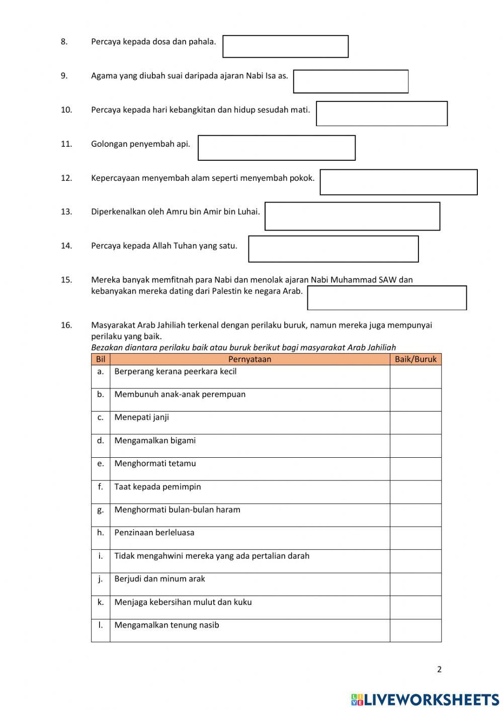 Pendidikan isla… | Free Interactive Worksheets | 1025131