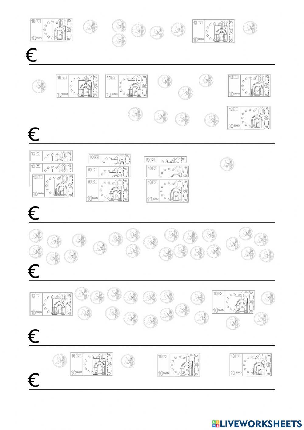 Euro interactive exercise for PRIMARIA | Live Worksheets