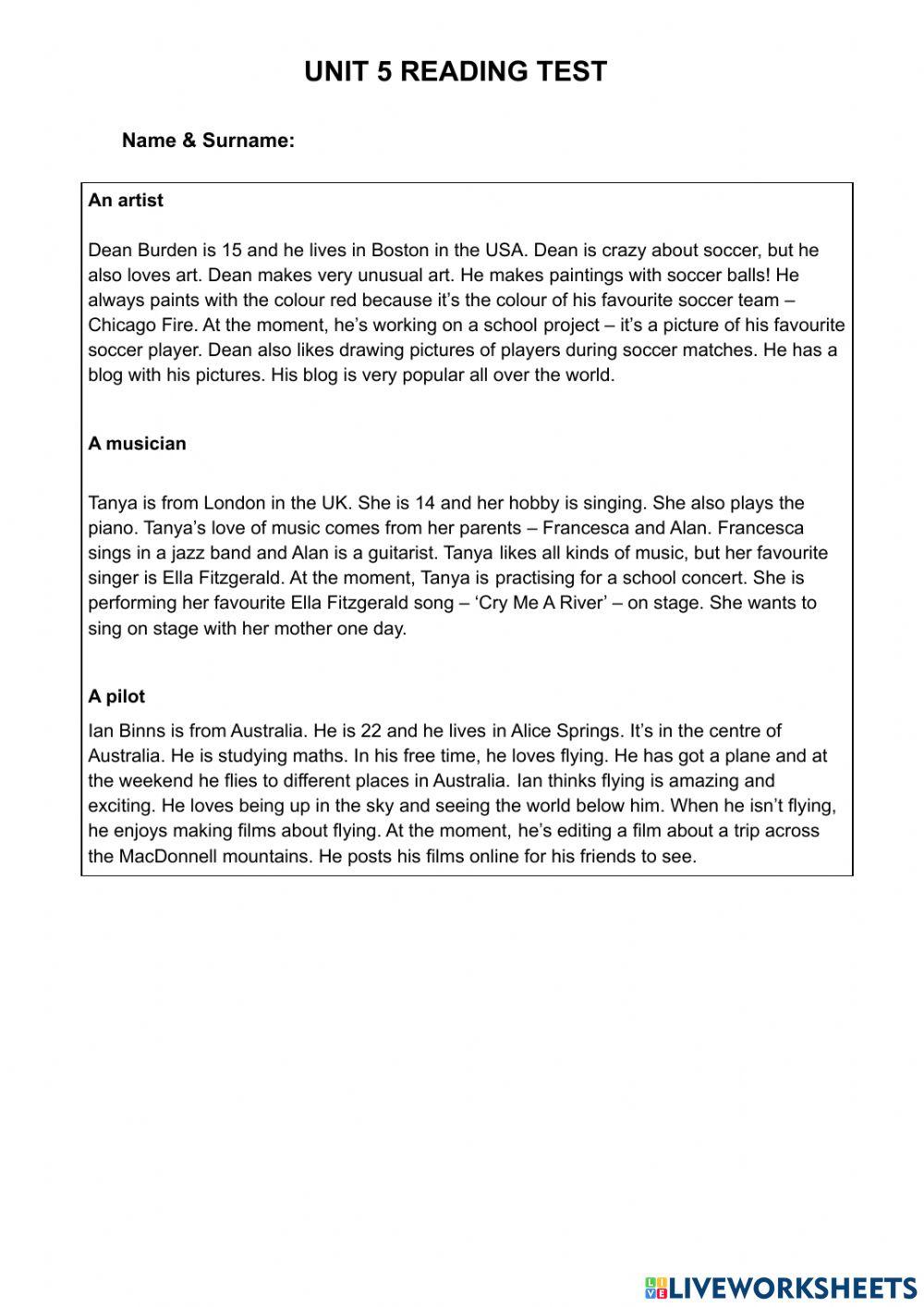 R. u5 worksheet | Live Worksheets