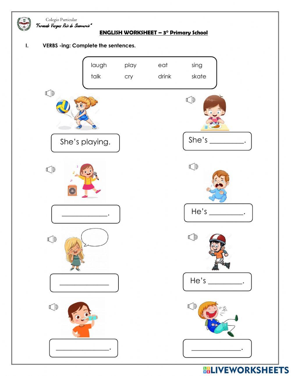 Verbs online exercise for 3° | Live Worksheets