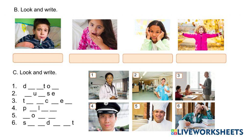 Feelings and professions interactive worksheet | Live Worksheets