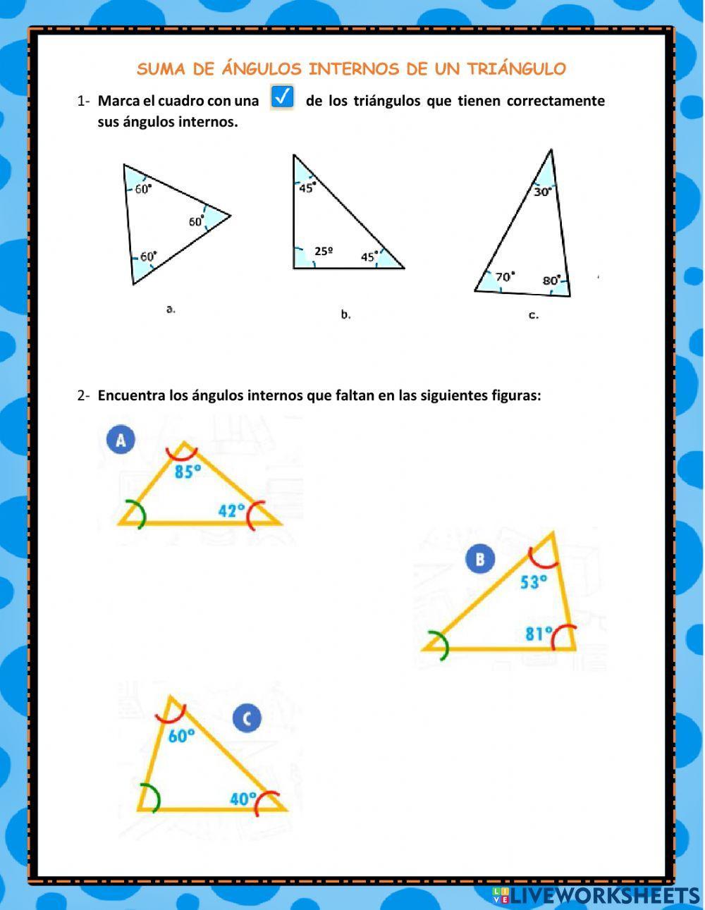 Suma de ángulos… | Free Interactive Worksheets | 1025507