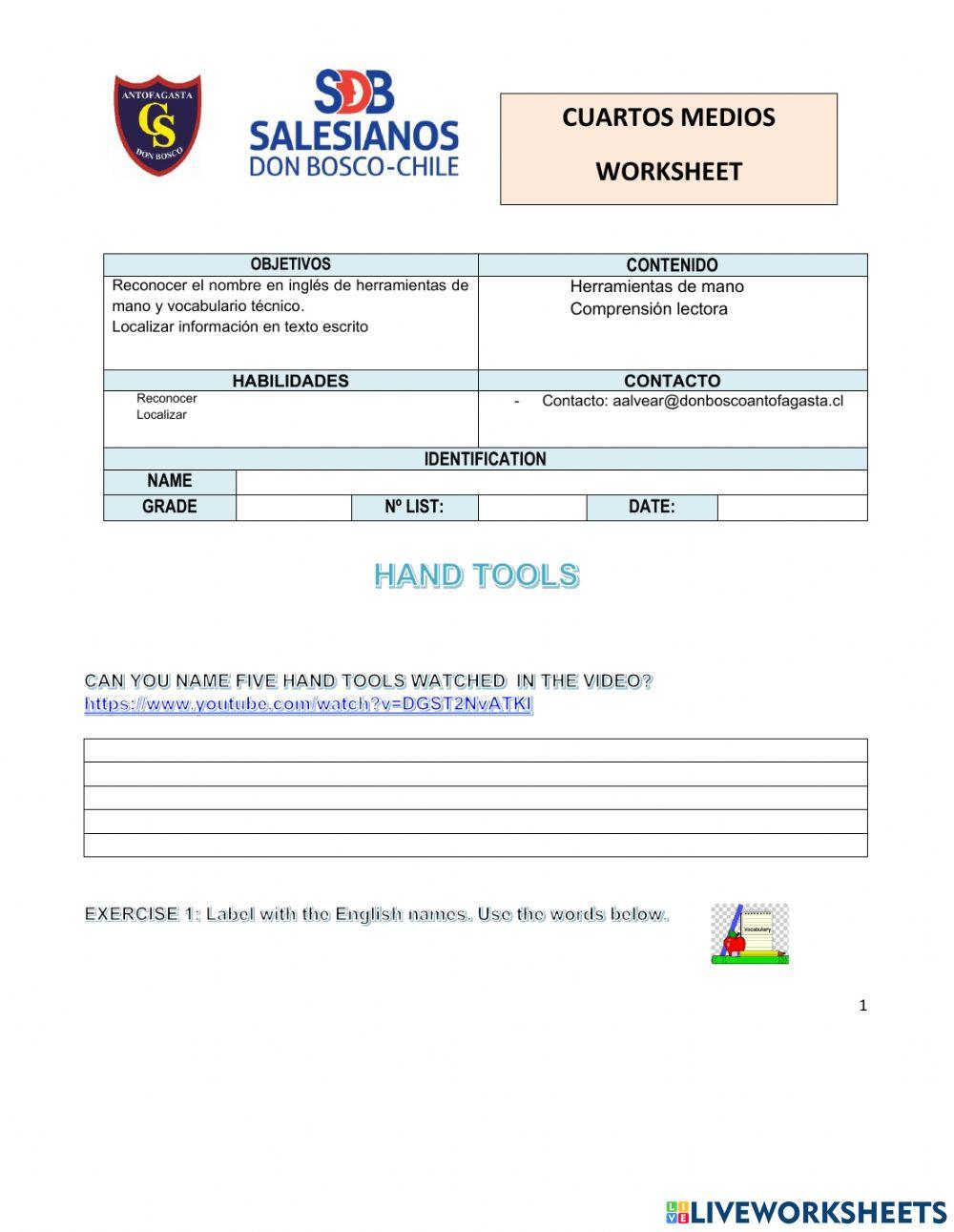 HAND TOOLS 3039304 | mencheernesto | Live Worksheets