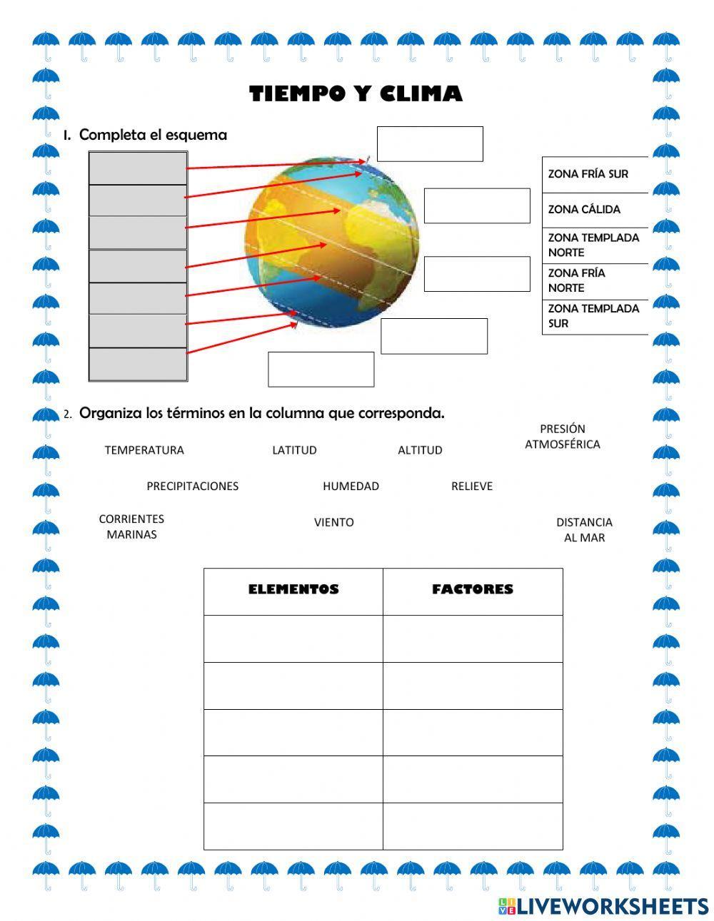 Tiempo y clima | Free Interactive Worksheets | 1026635