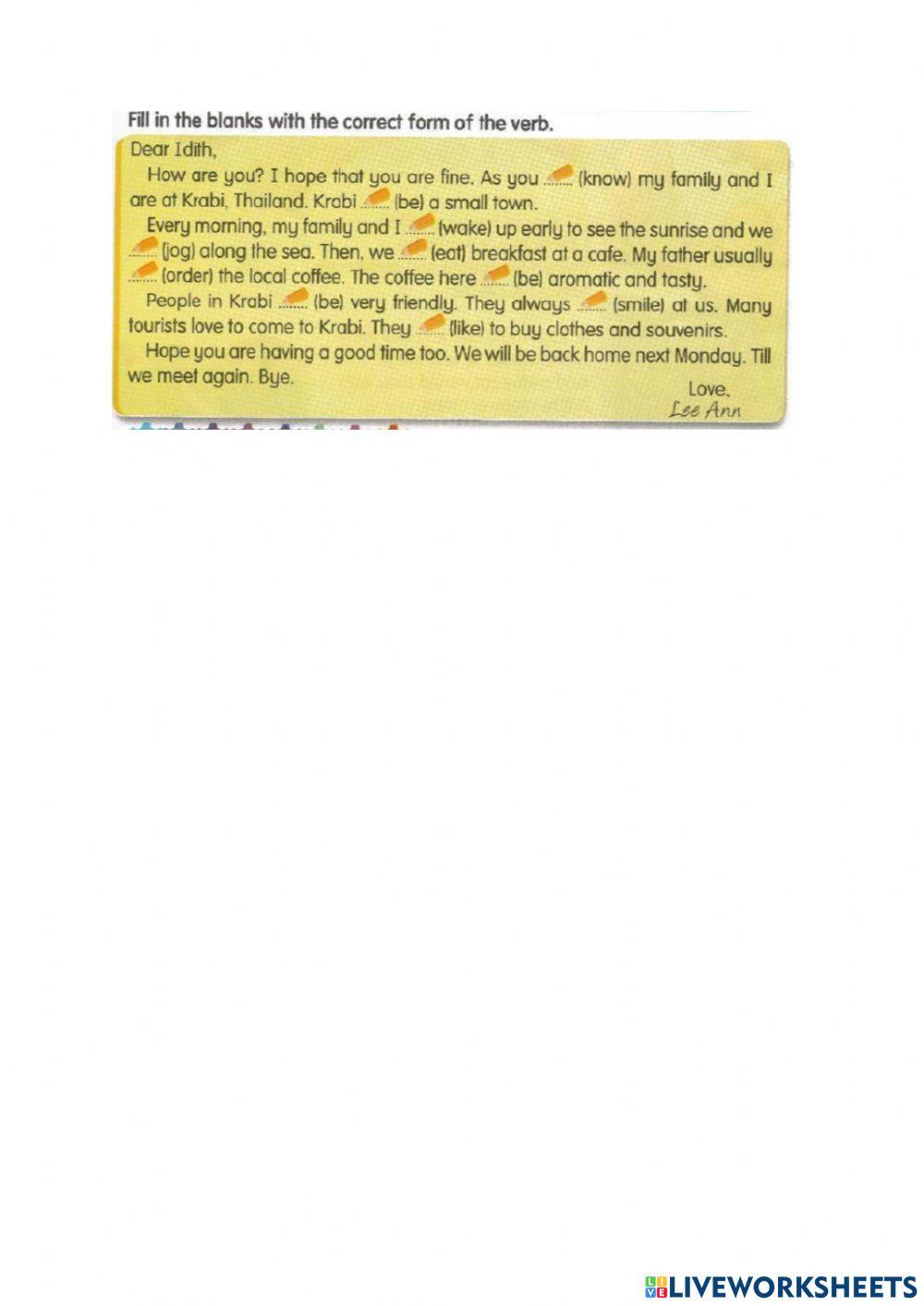 Year 6 simple present tense worksheet | Live Worksheets