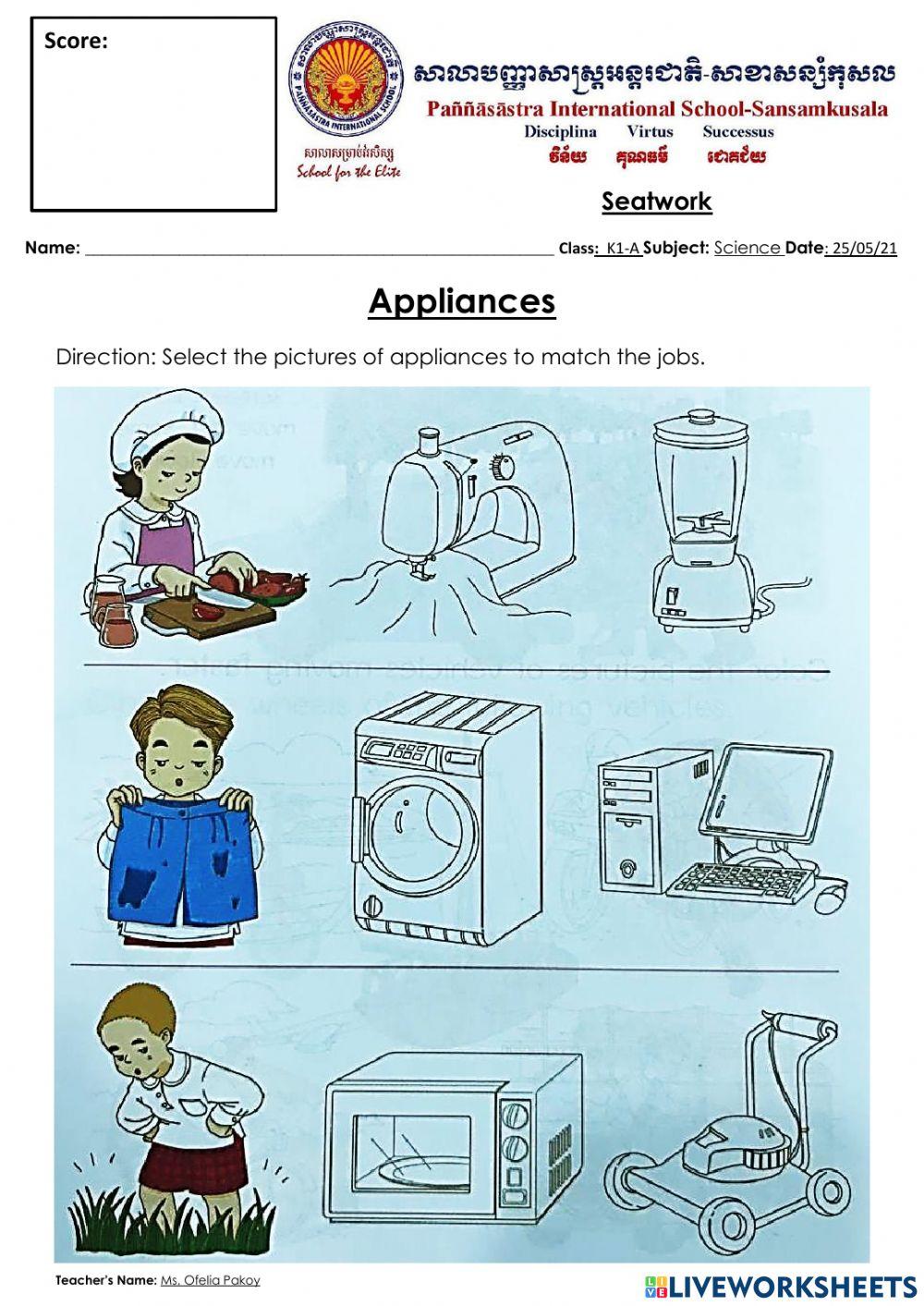 Appliances online activity | Live Worksheets