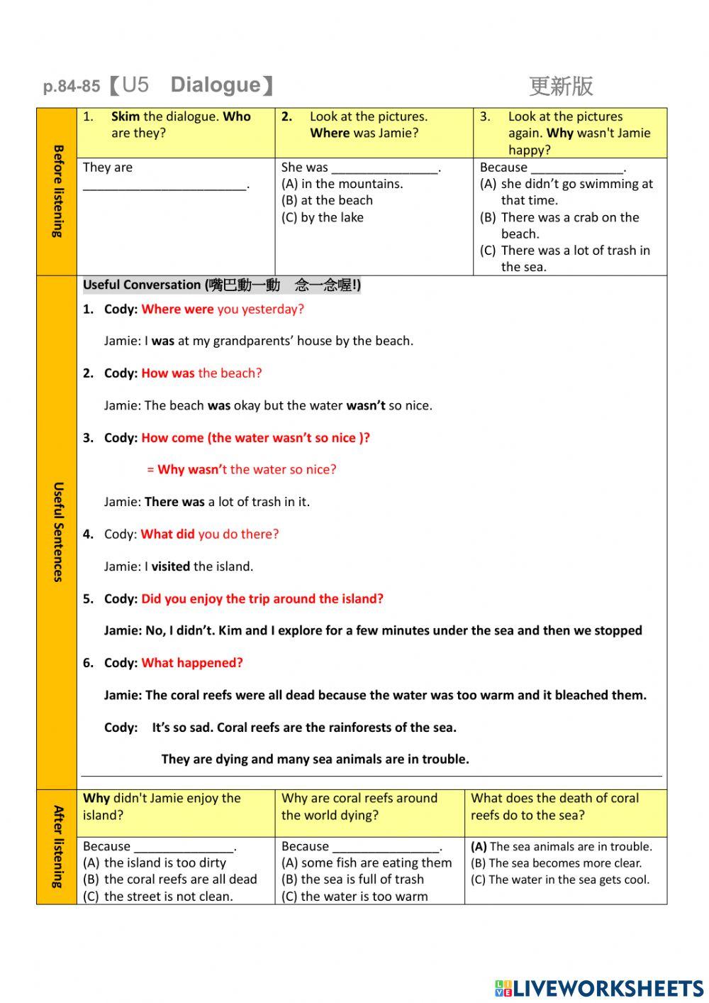 B2-U5- Dialogue 1 worksheet | Live Worksheets