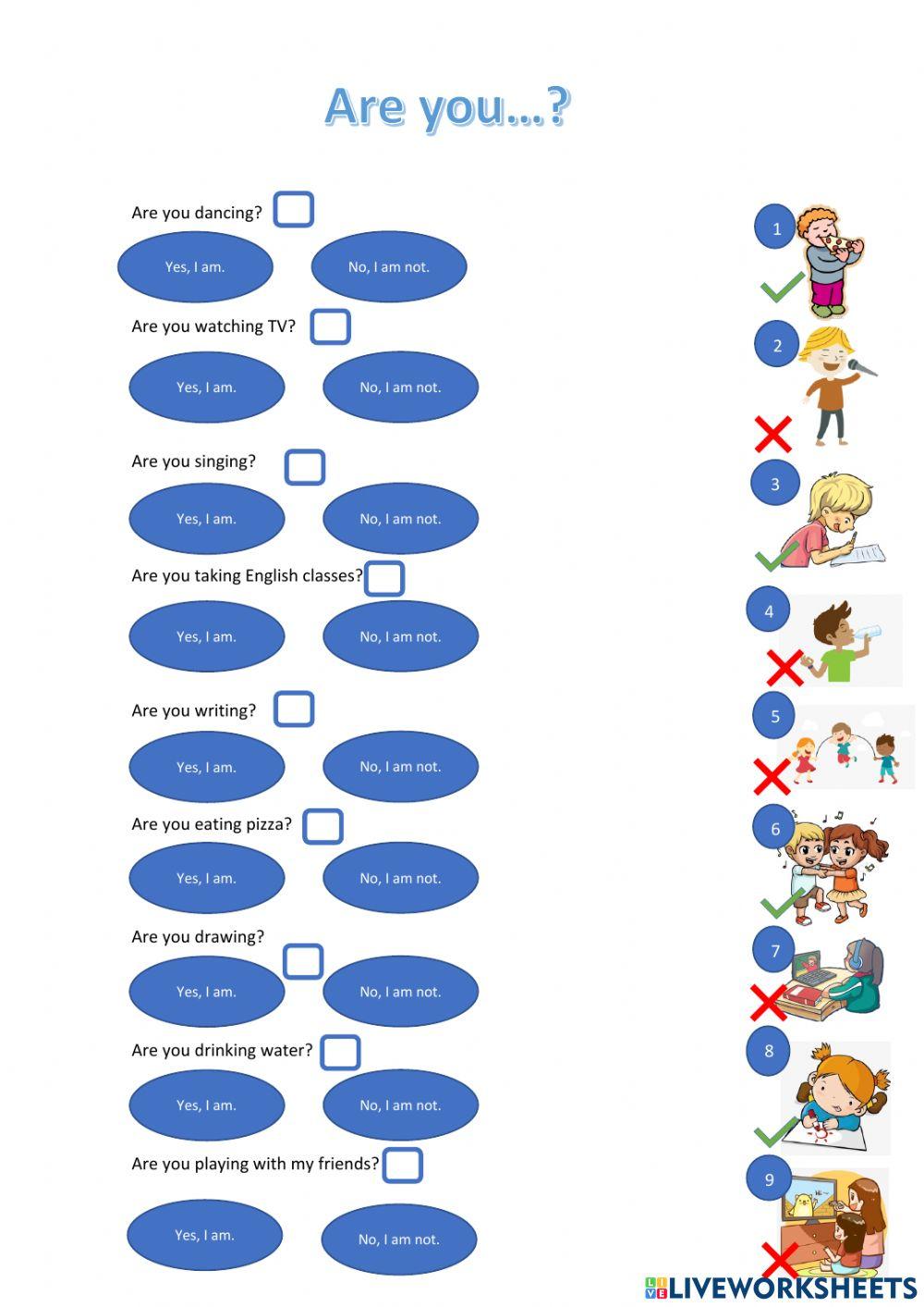 Are you ? | Free Interactive Worksheets | 1027508