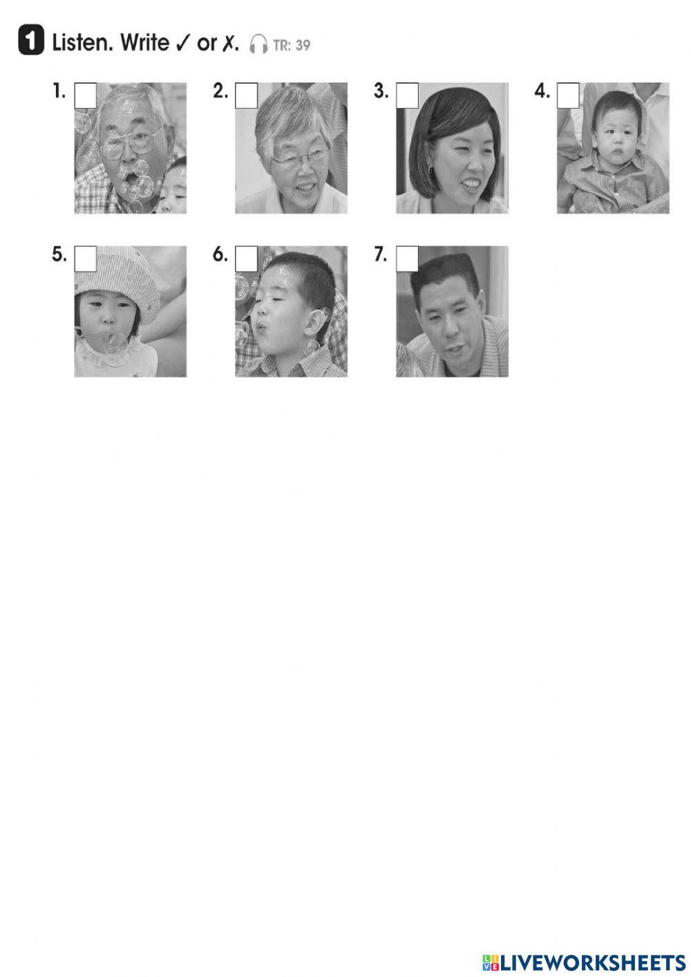 Family member online worksheet for grade 1 | Live Worksheets