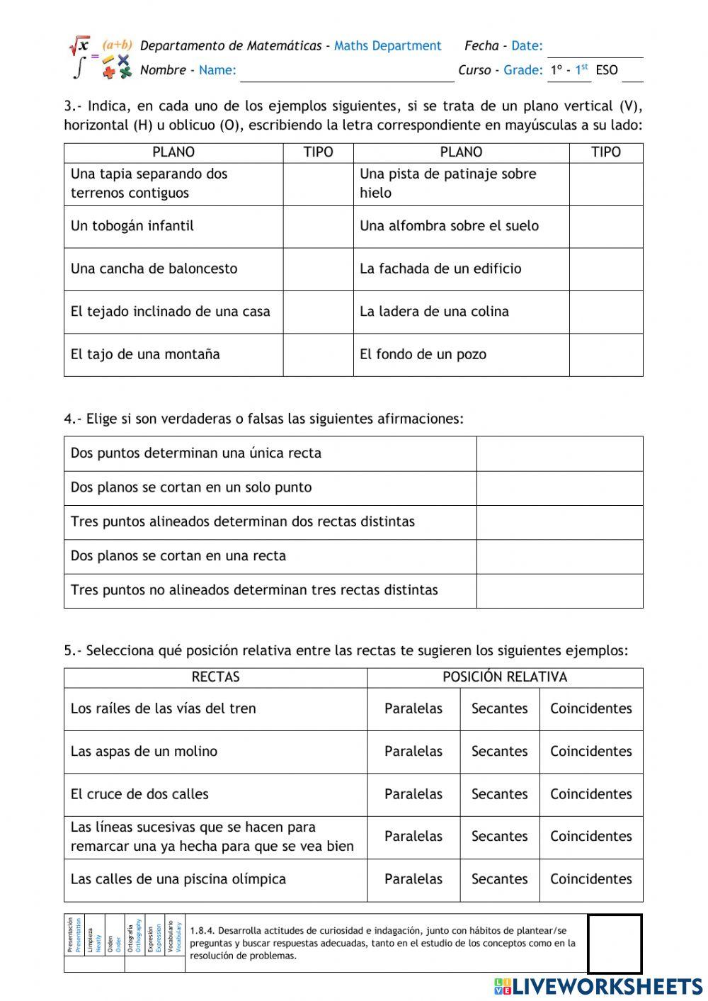 Geometría Elementos worksheet | Live Worksheets