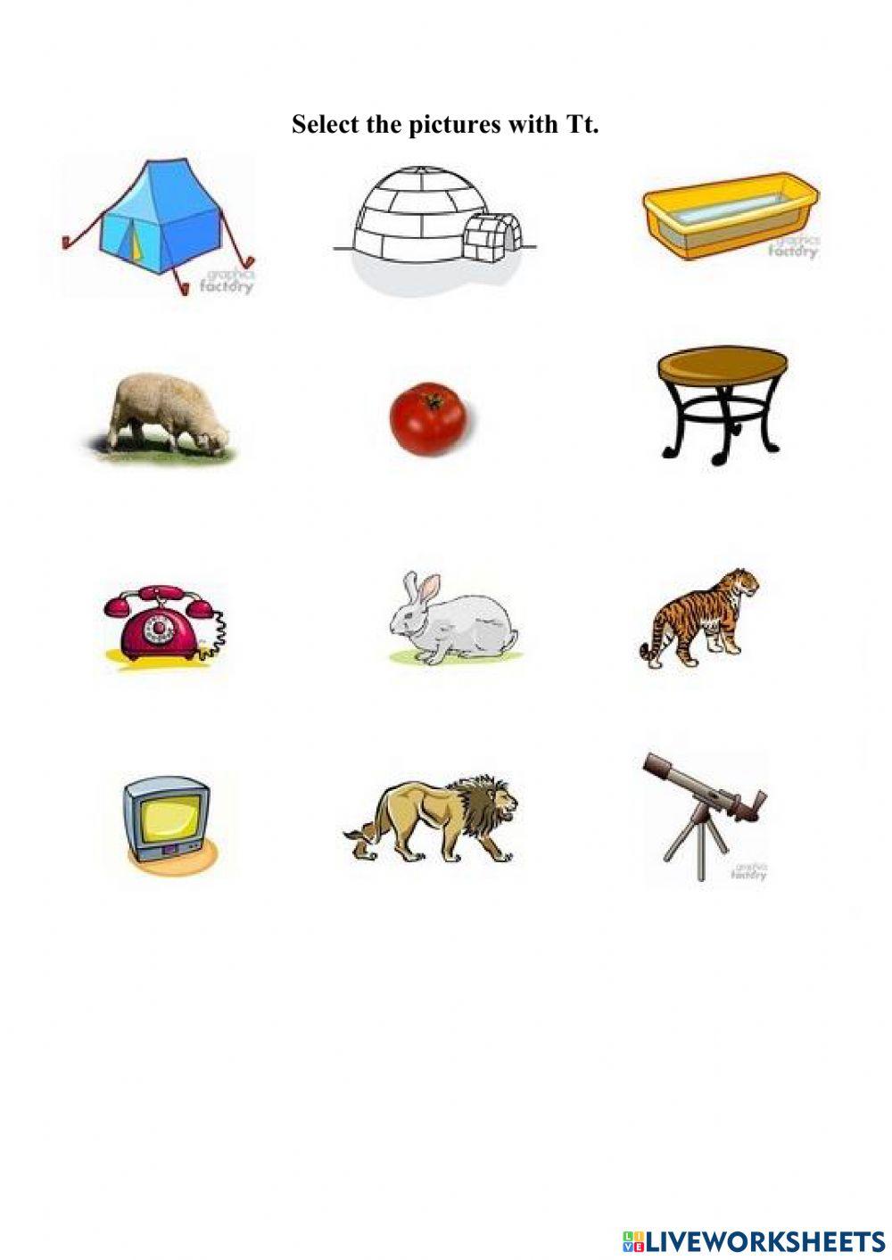 Letter T interactive exercise for Nursery | Live Worksheets