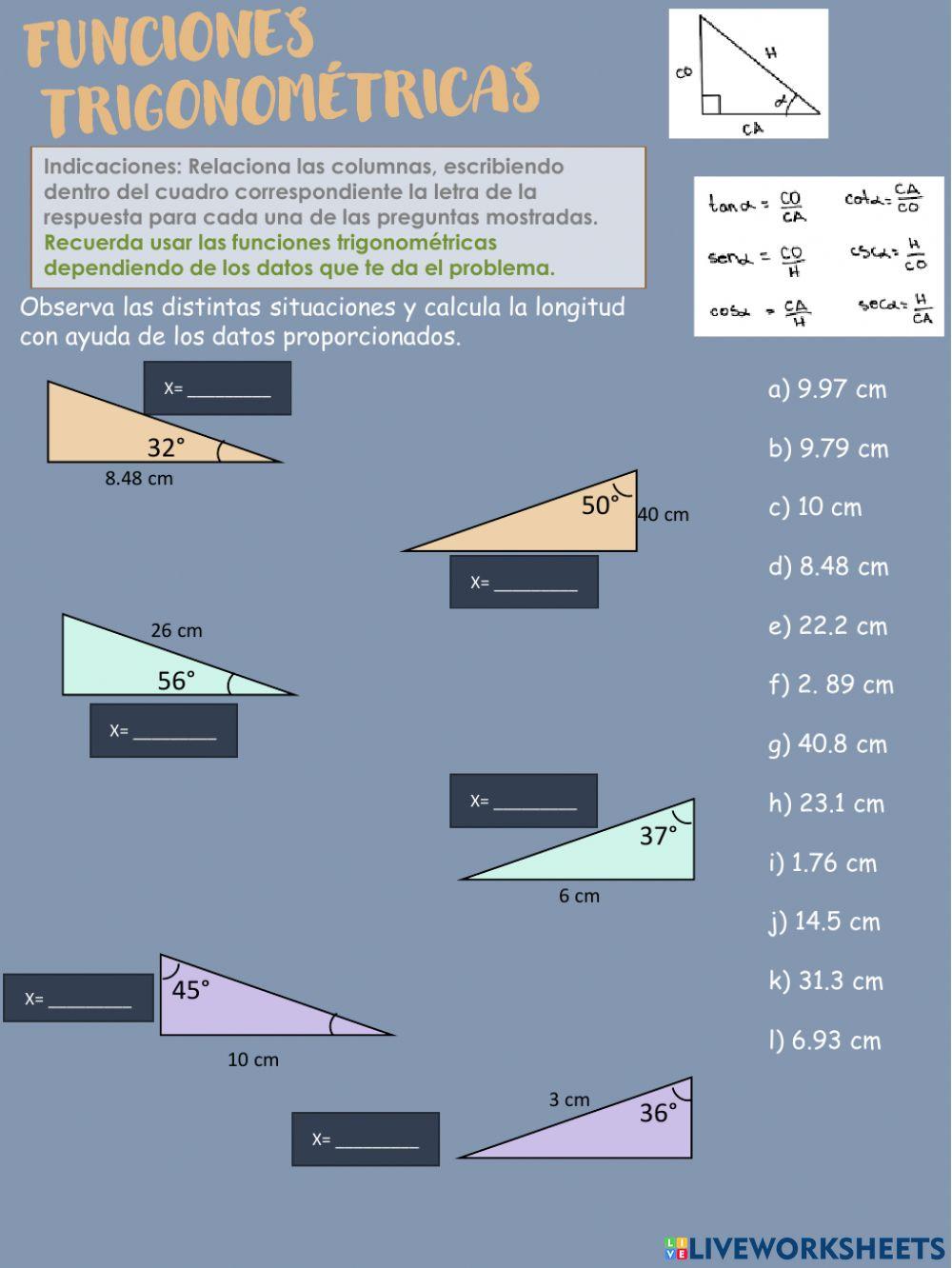 Funciones trigo… | Free Interactive Worksheets | 1028149