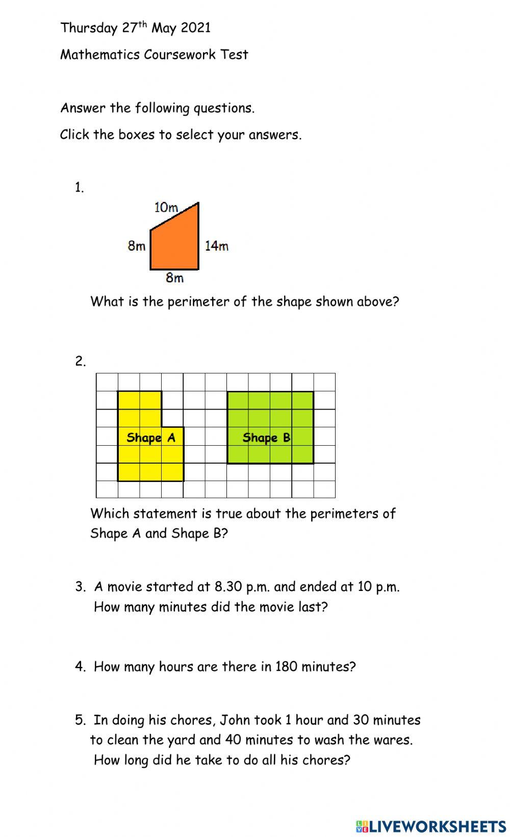 Practice Questions worksheet | Live Worksheets