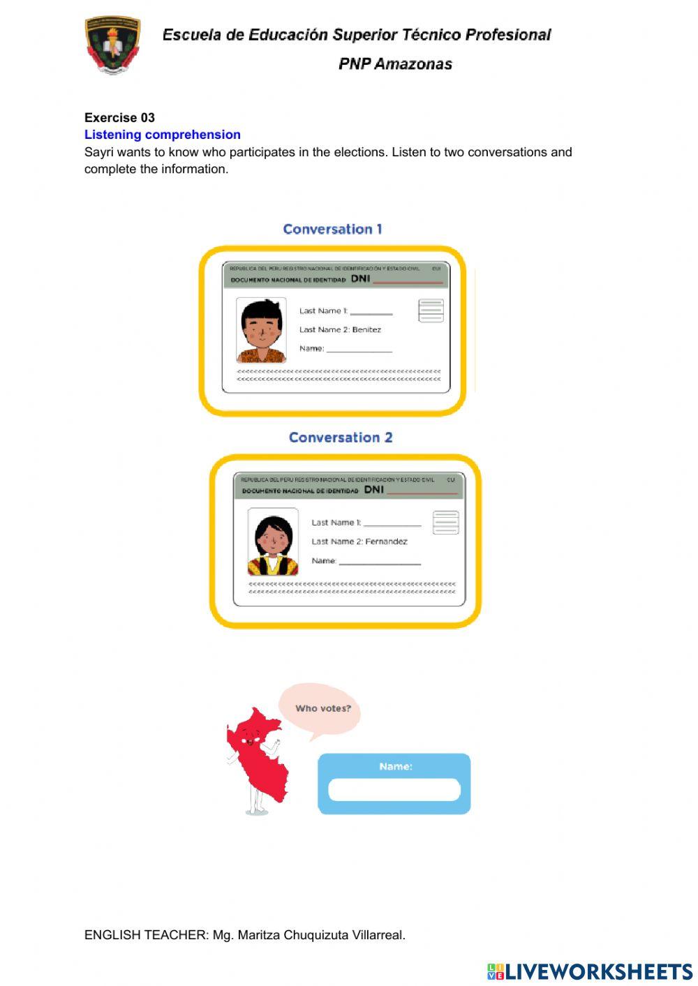Exchange person… | Free Interactive Worksheets | 3040845
