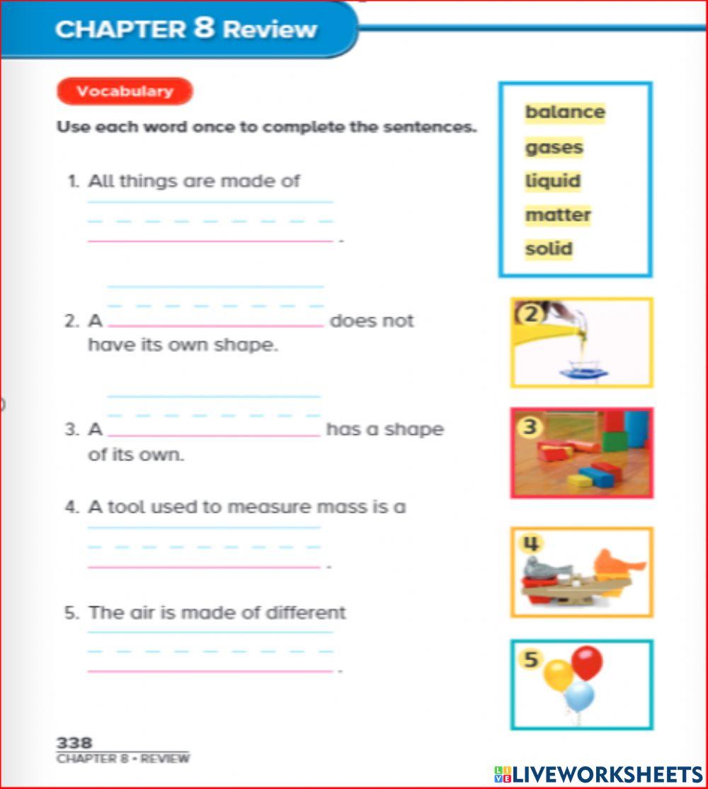 Vocabulary written Matter worksheet | Live Worksheets
