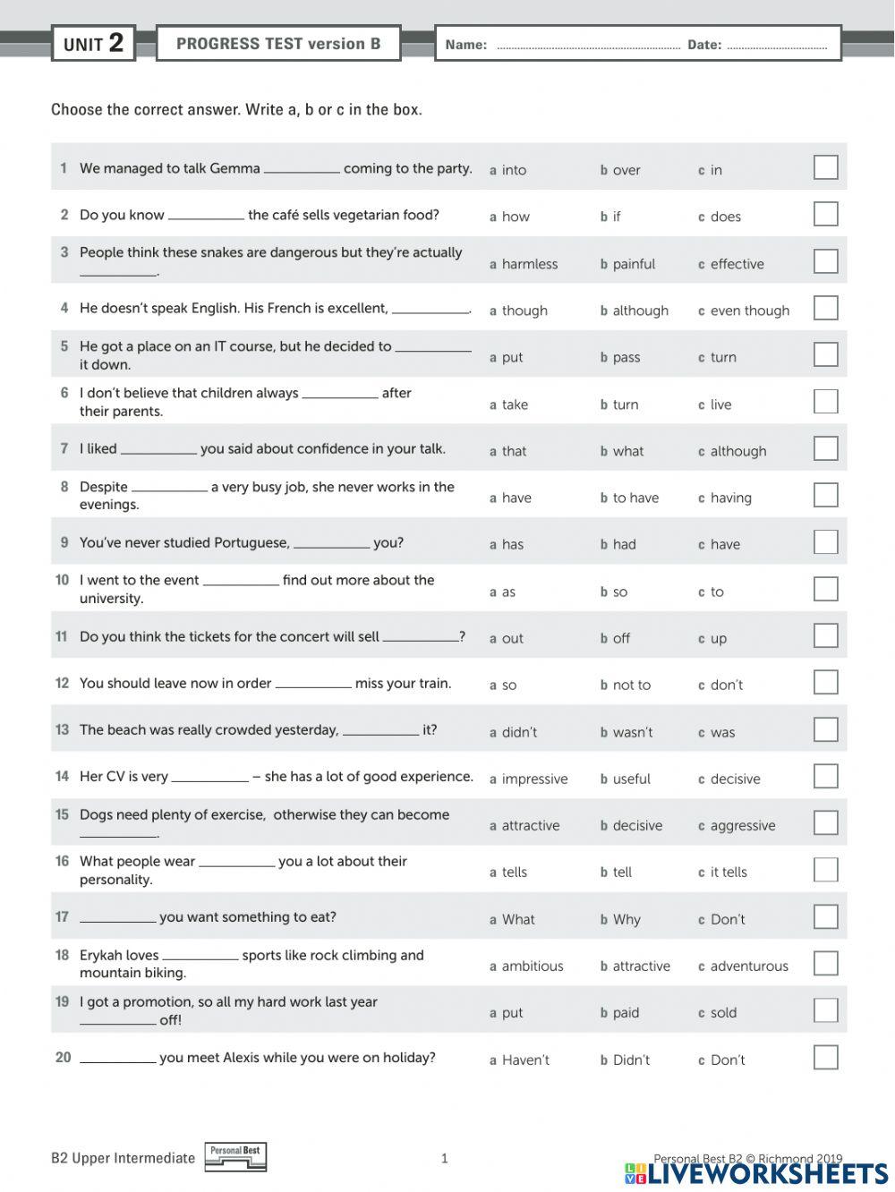 UOE - Test Unit 2 - 5th.Year 6604857 | ALICIA BERIAO
