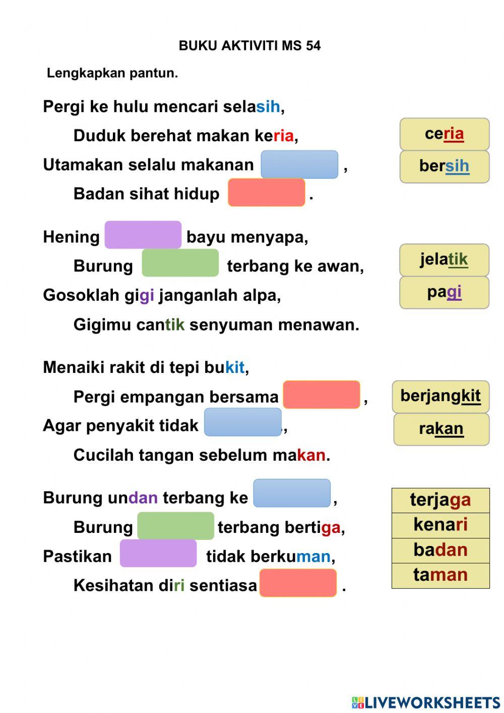 Pantun interactive activity for 1 | Live Worksheets