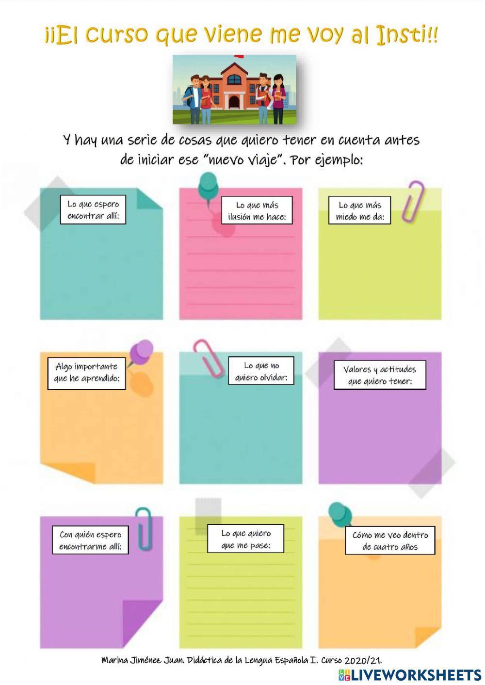 Nos vamos al insti!! worksheet | Live Worksheets