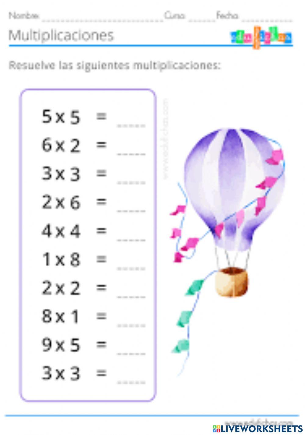 Ejercicio de multiplicacion interactive worksheet | Live Worksheets