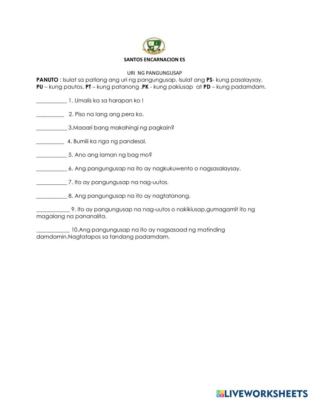 Uri Ng Pangungusap Online Exercise Live Worksheets, 52% OFF Uri Ng Pangungusap Online Exercise Live Worksheets, 52% OFF