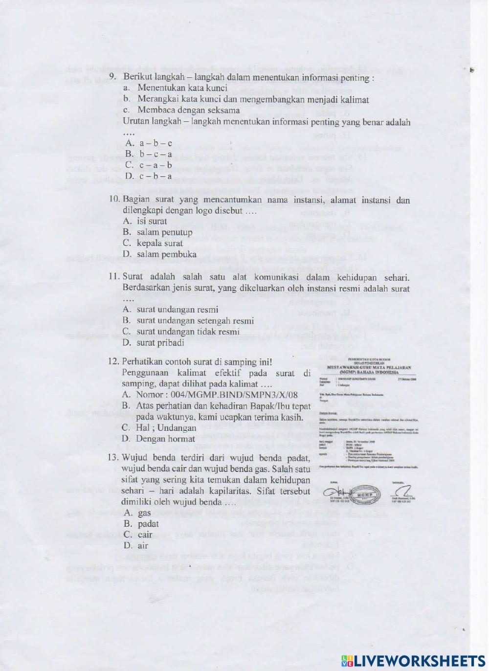 Ulangan Umum Tema 7 1030247 | ni wayan yudiani | Live