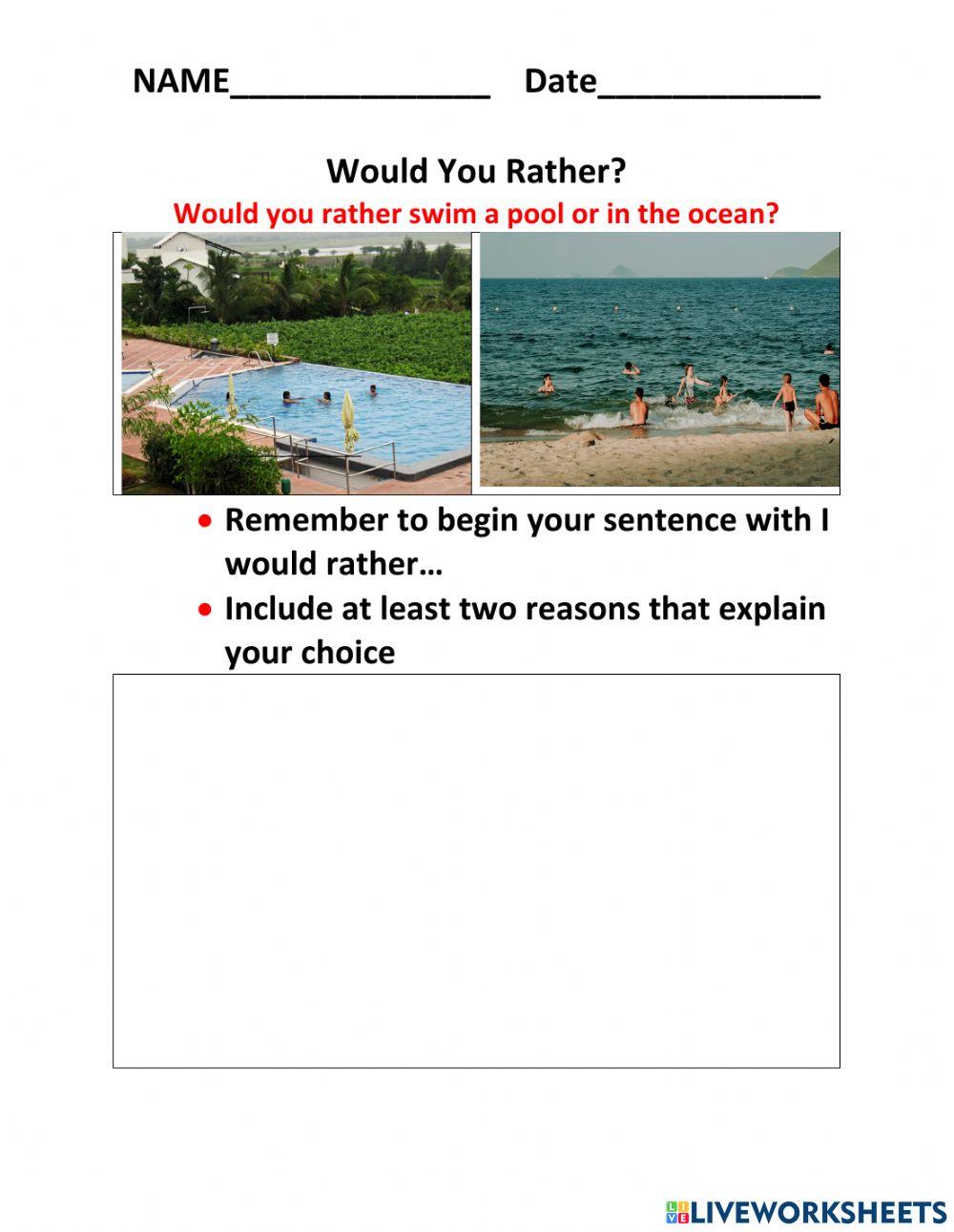 Would you rather online activity for High School | Live Worksheets