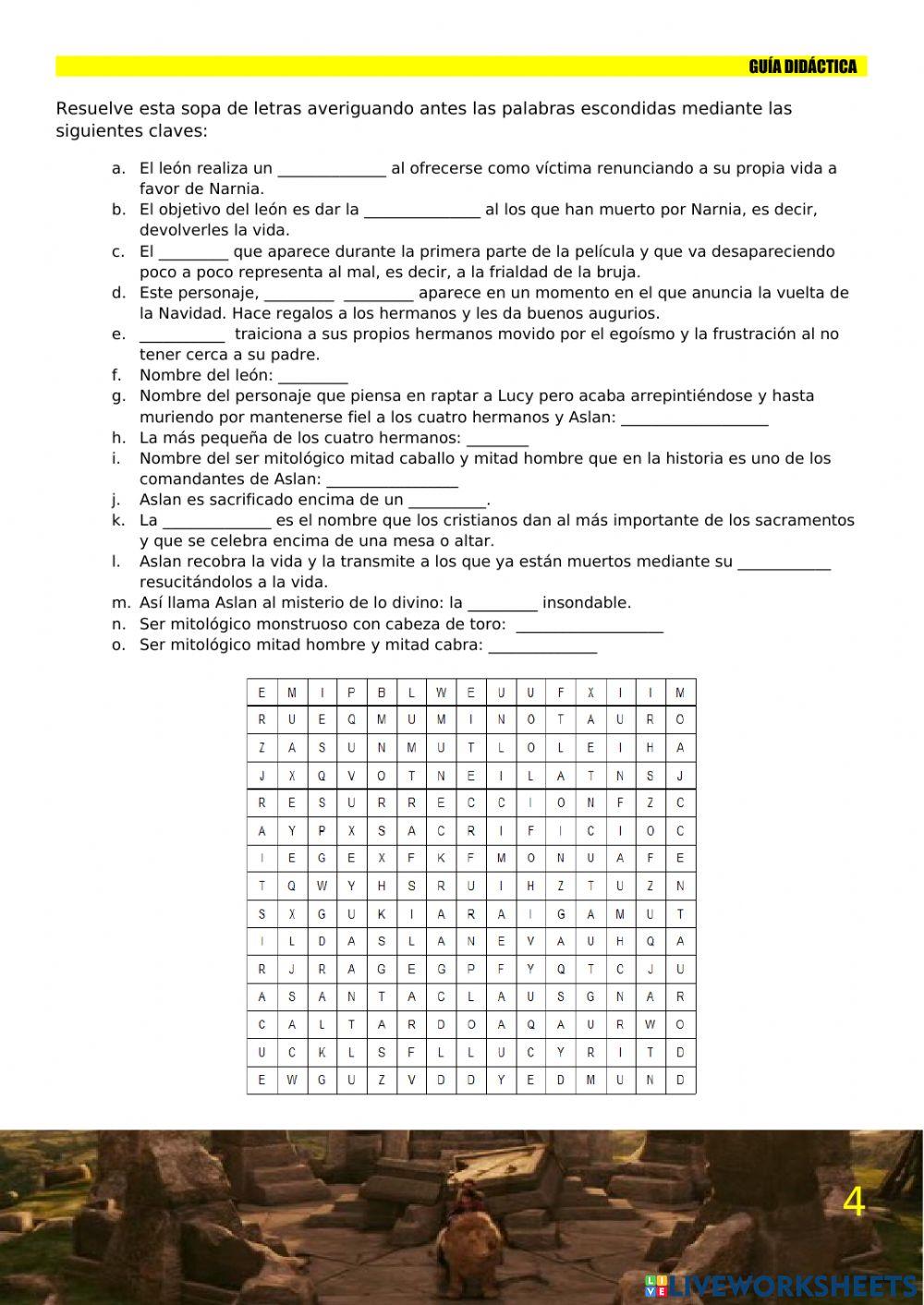 Narnia interactive worksheet | Live Worksheets