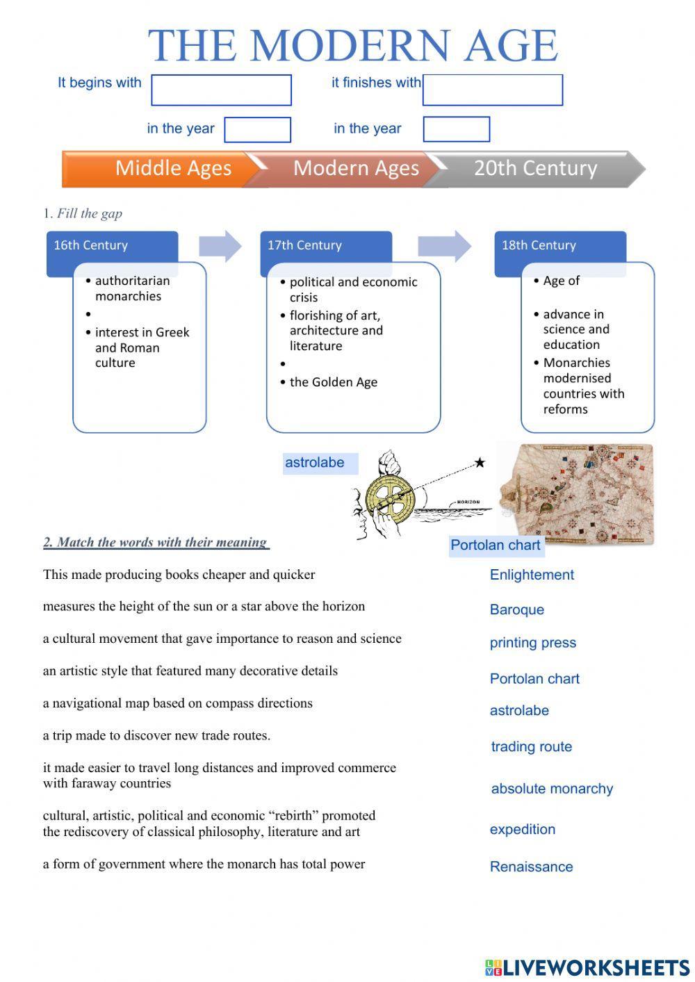 The Modern Age in Spain activity | Live Worksheets