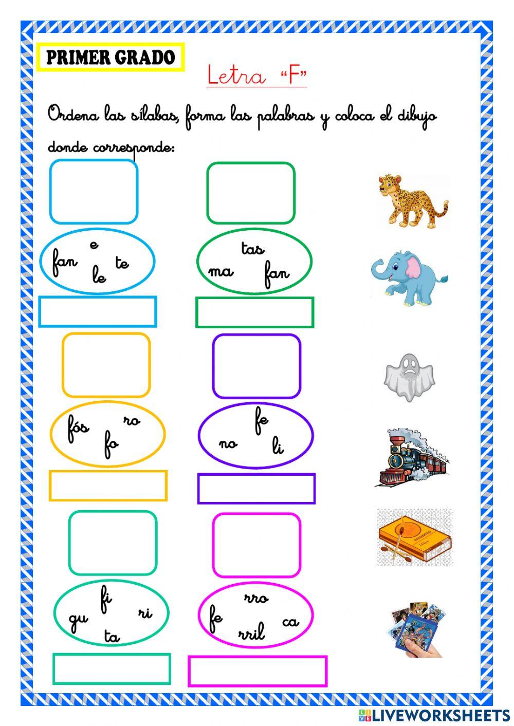 Letra f | Free Interactive Worksheets | 1032231