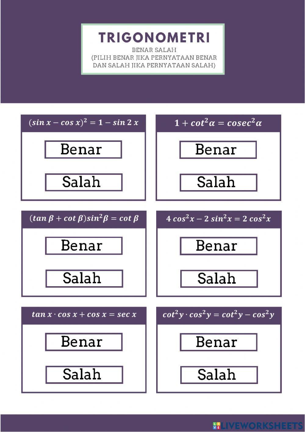 Identitas Trigo… | Free Interactive Worksheets | 1032562