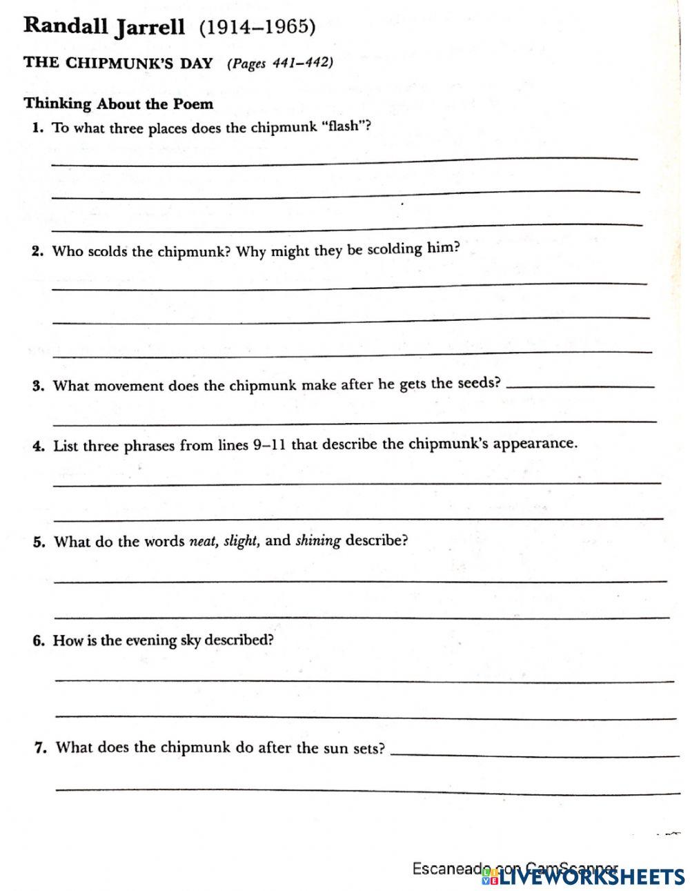 The Chipmunk’s Day worksheet | Live Worksheets