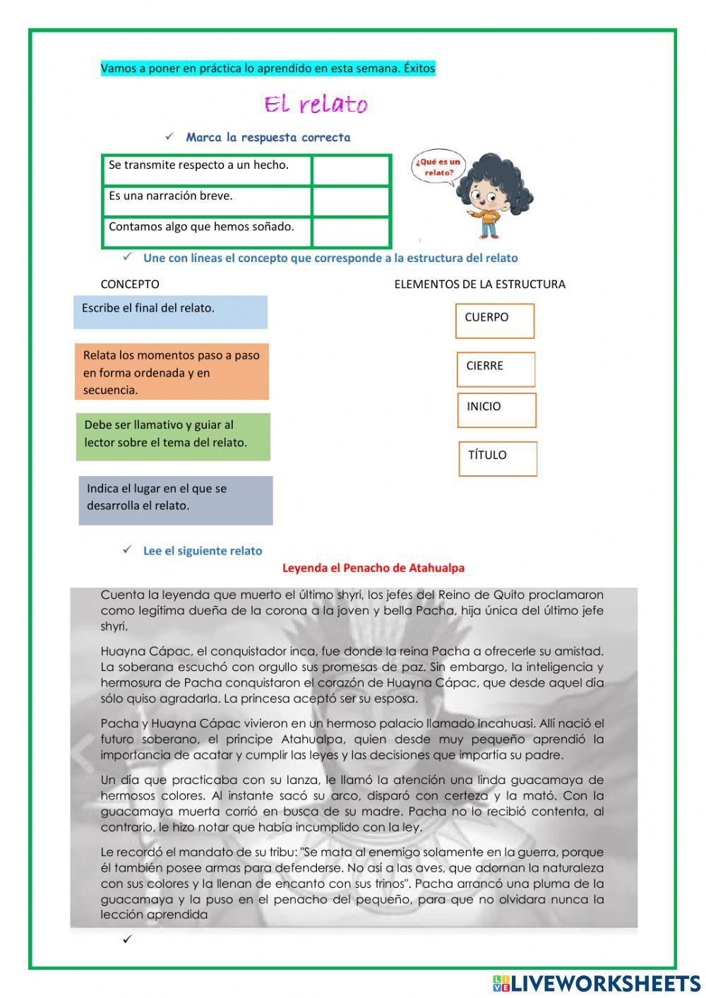 El relato | Free Interactive Worksheets | 1032885