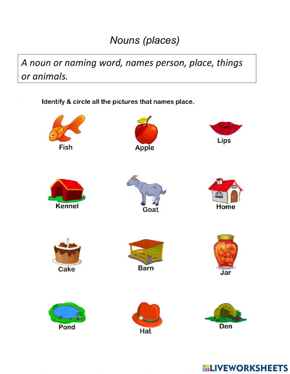 Nouns (places) online exercise for | Live Worksheets