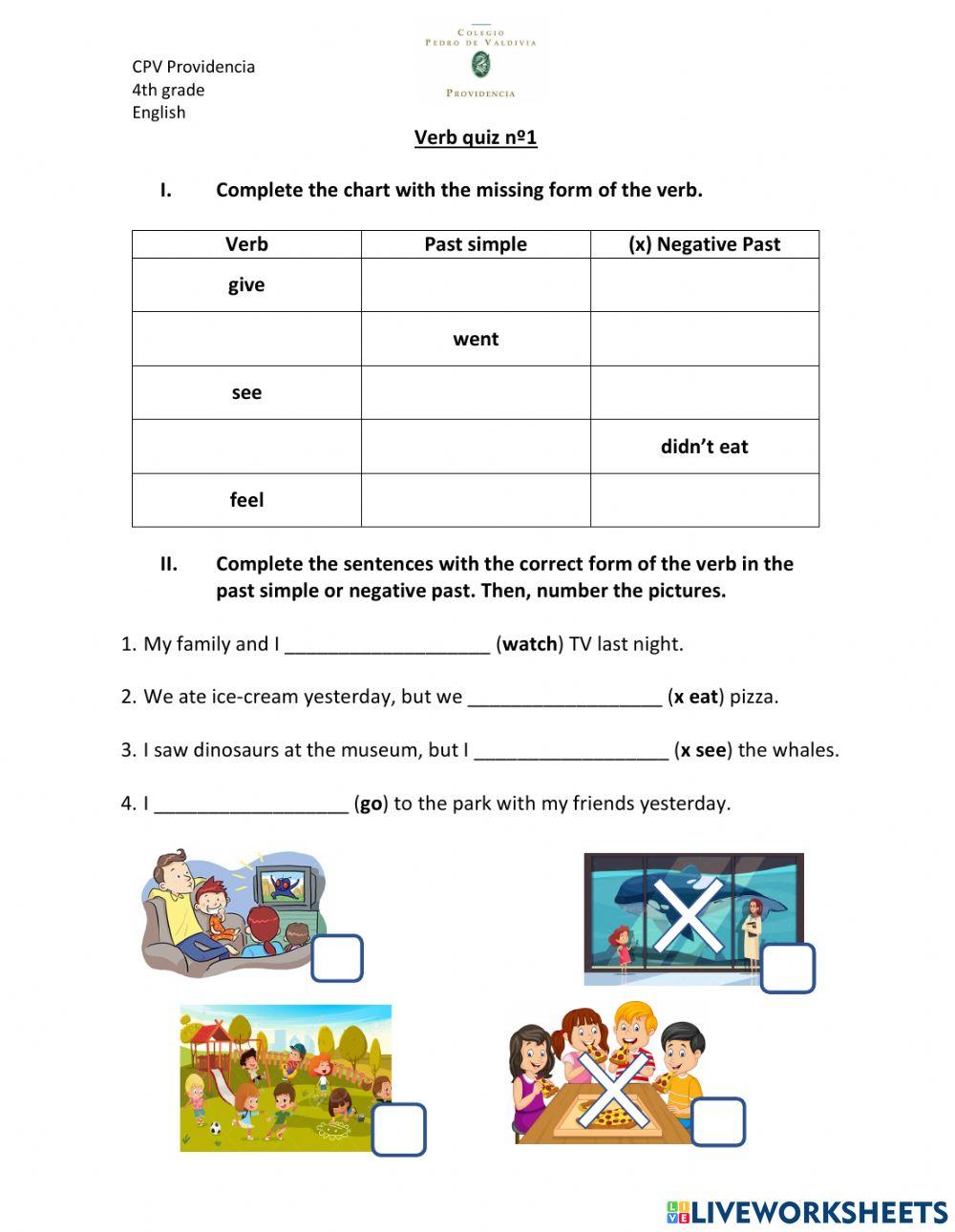 Verbs quiz 2559 | Giovanna Molina Salgado | Live