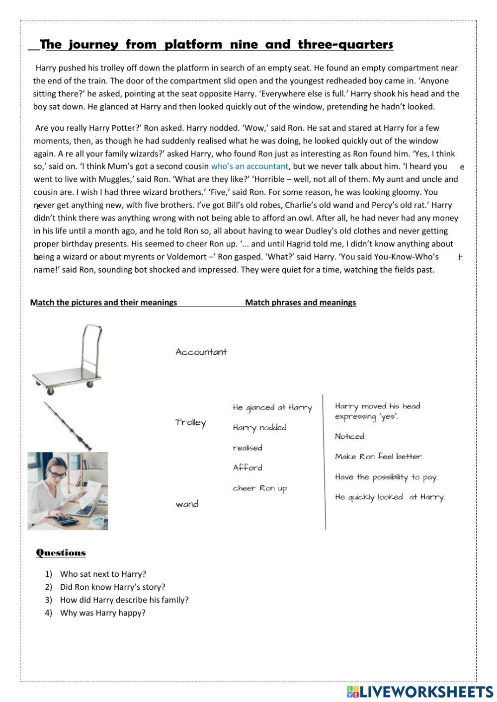 Platform nine a… | Free Interactive Worksheets | 1033473