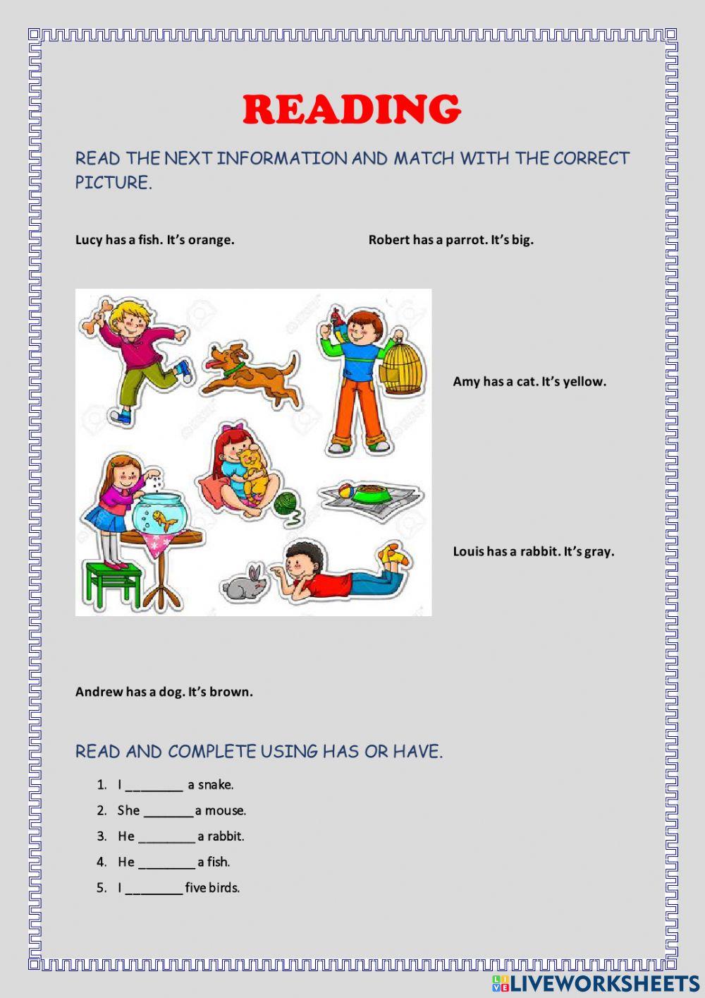 Reading have an… | Free Interactive Worksheets | 1033769