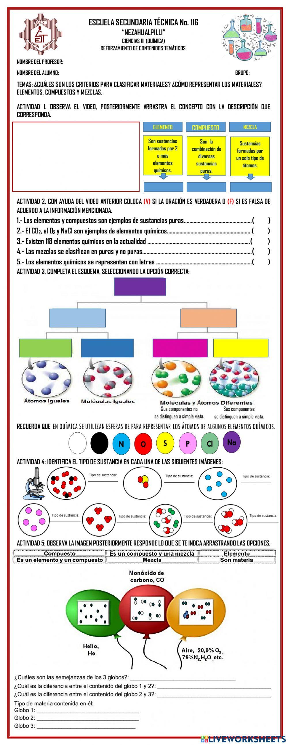 LOS MATERIALES: ELEMENTOS COMPUESTOS Y MEZCLAS. 3045142