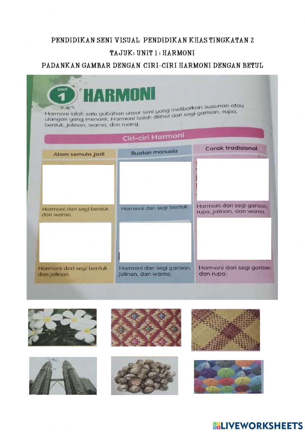 Psv p.khas t.2 unit 1: harmoni worksheet | Live Worksheets