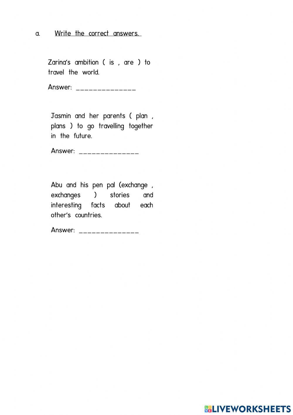 Simple present tense online activity for Year 6 | Live Worksheets