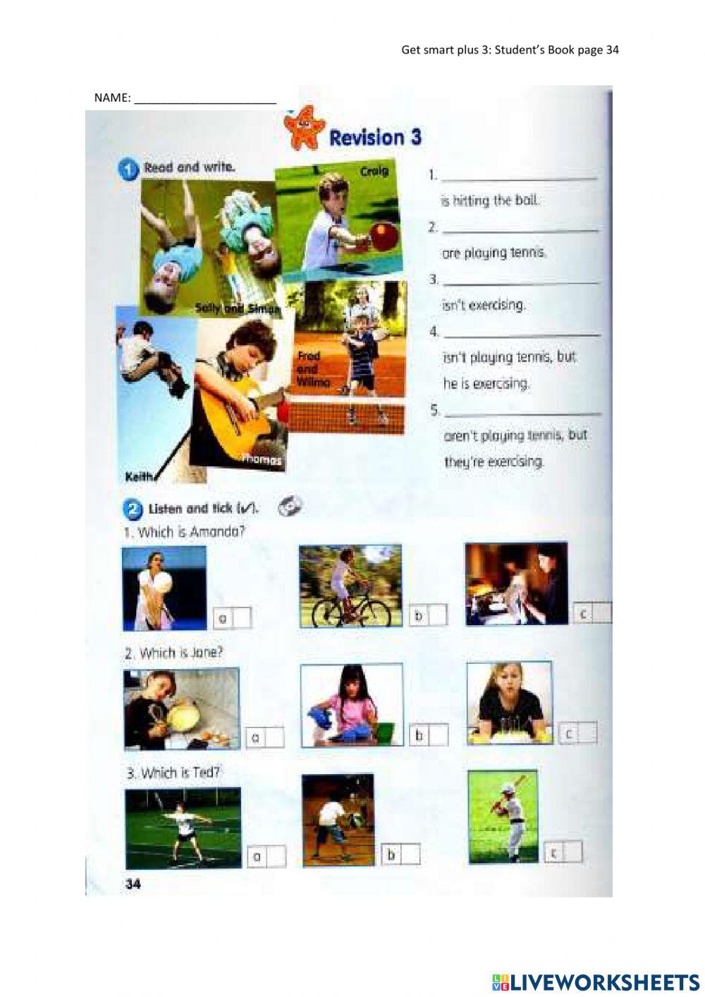 Get smart 3 - Revision 3 page 34 worksheet | Live Worksheets