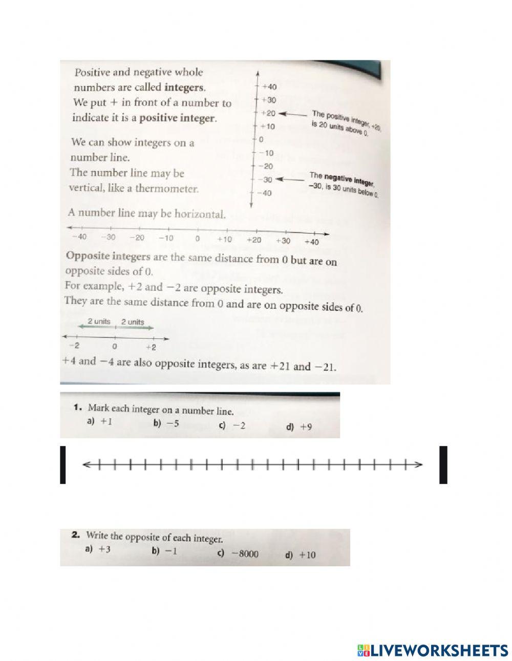 Integers 1035538 | Shylah Streutker | Live Worksheets