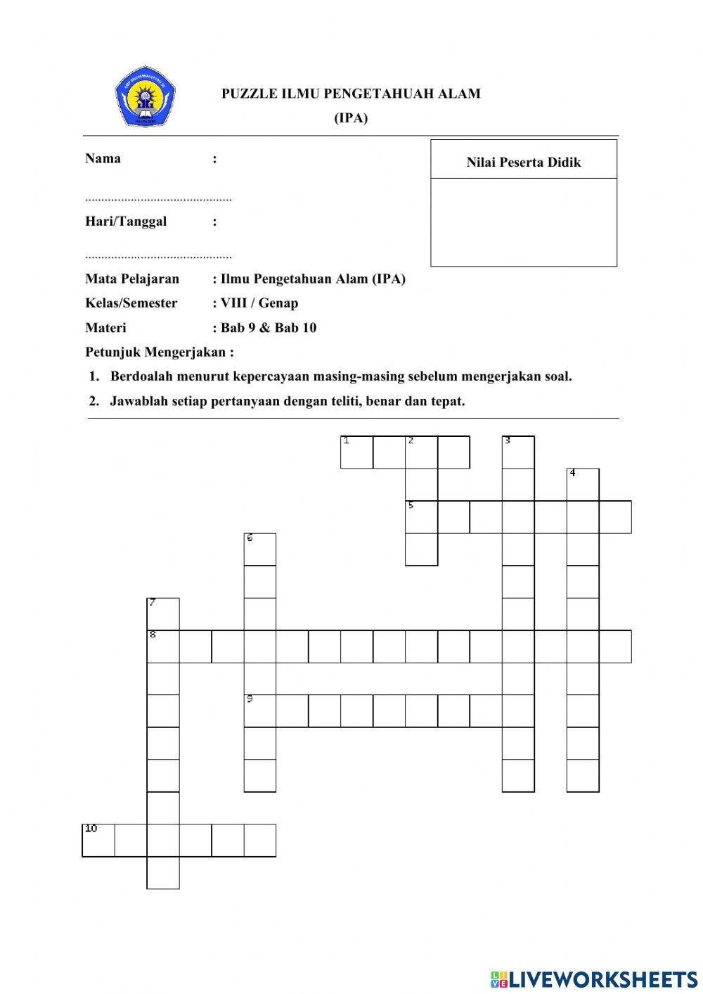 Puzzle IPA VIII worksheet | Live Worksheets