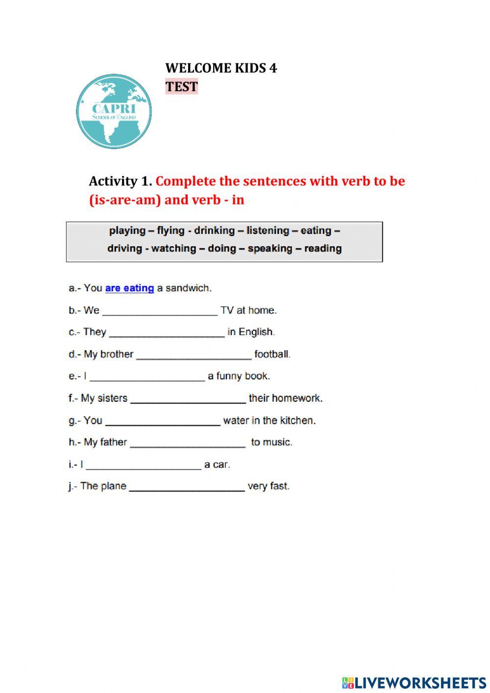 Kids 4 test worksheet | Live Worksheets