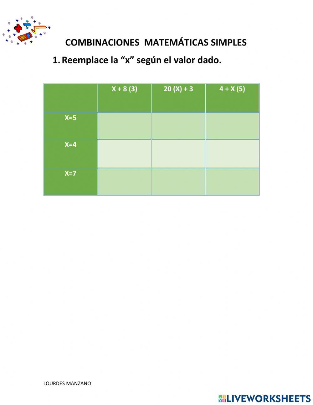1036180 | Combinaciones matemáticas simples