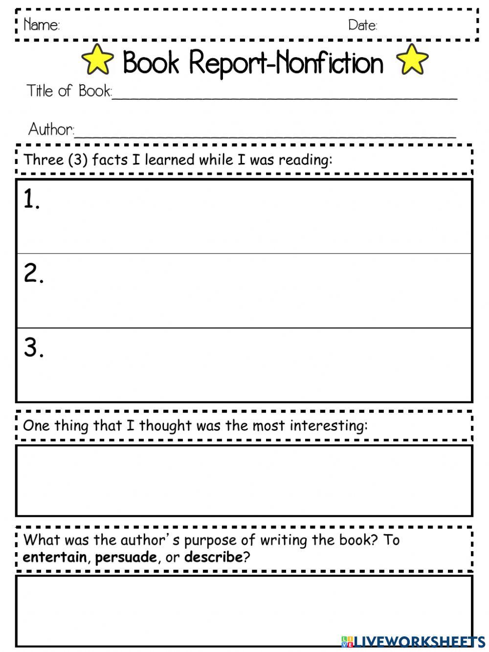 Non Fiction Book Report Interactive Worksheet Live Worksheets non-fiction-book-report-interactive-worksheet-live-worksheets