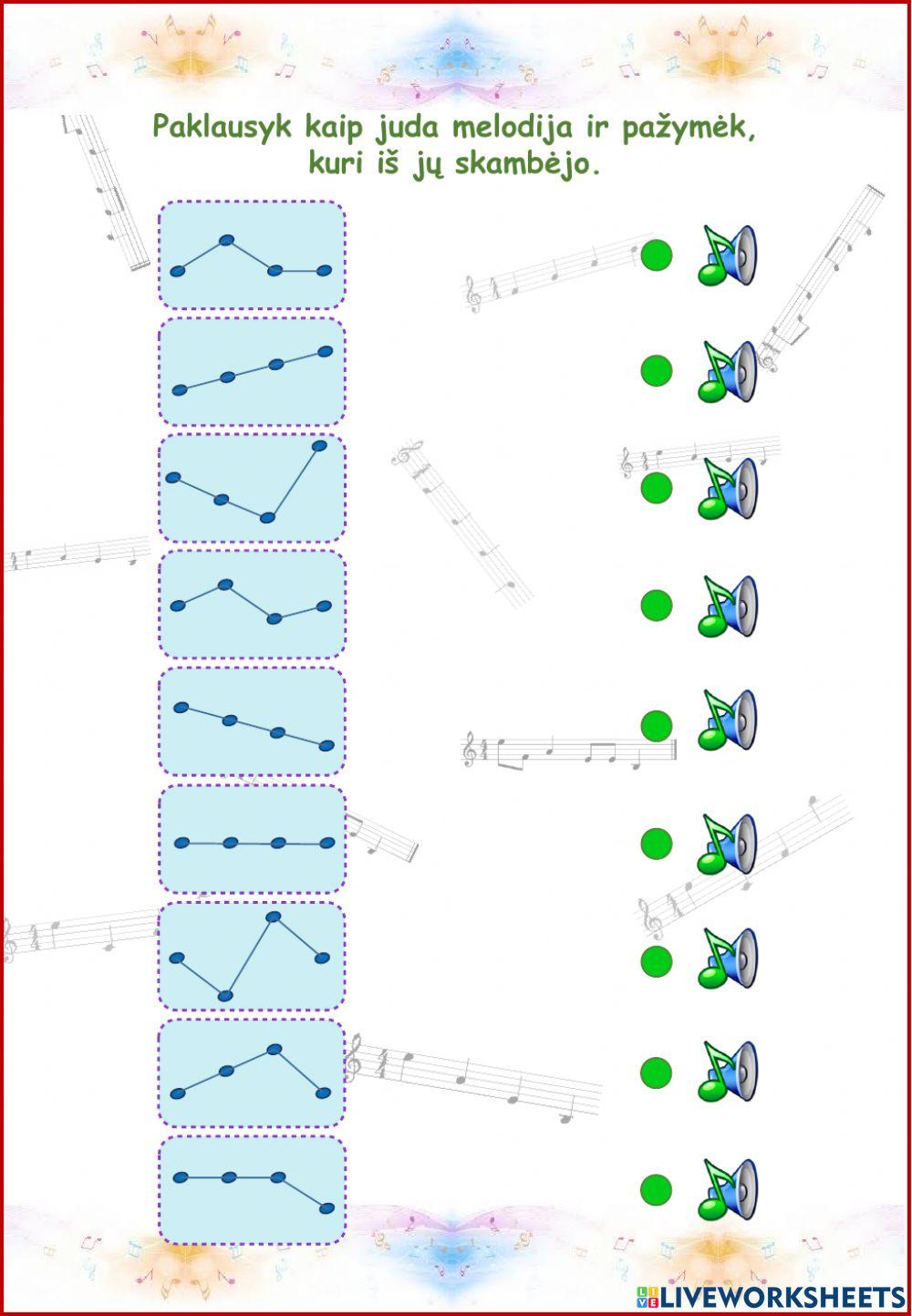 MUZIKINĖ DĖLIONĖ, RITMAS, MELODINĖS SLINKTYS online exercise for | Live ...